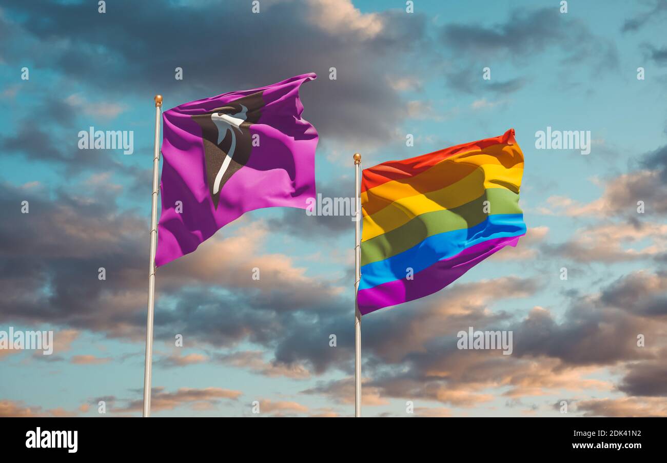 Labrys Lesbian and LGBT Flags. 3D artwork Stock Photo - Alamy