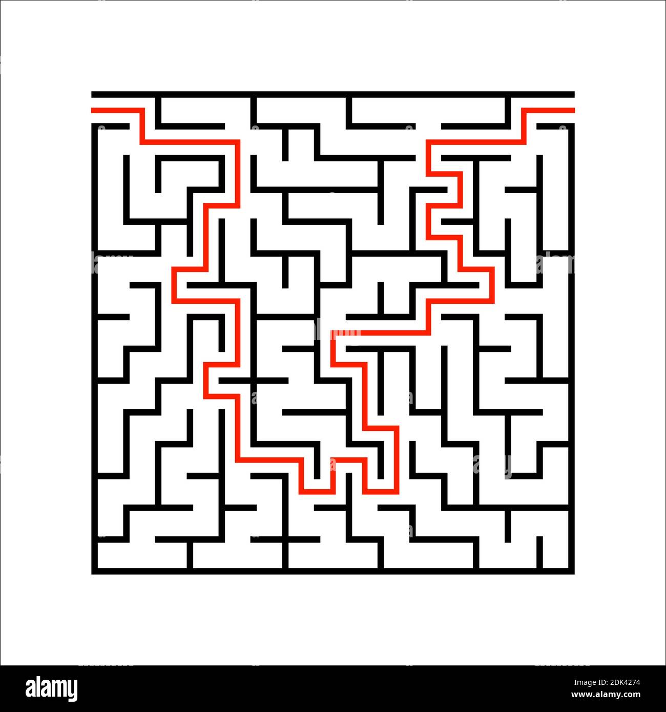 Abstract square maze. Game for kids. Puzzle for children. One entrances ...