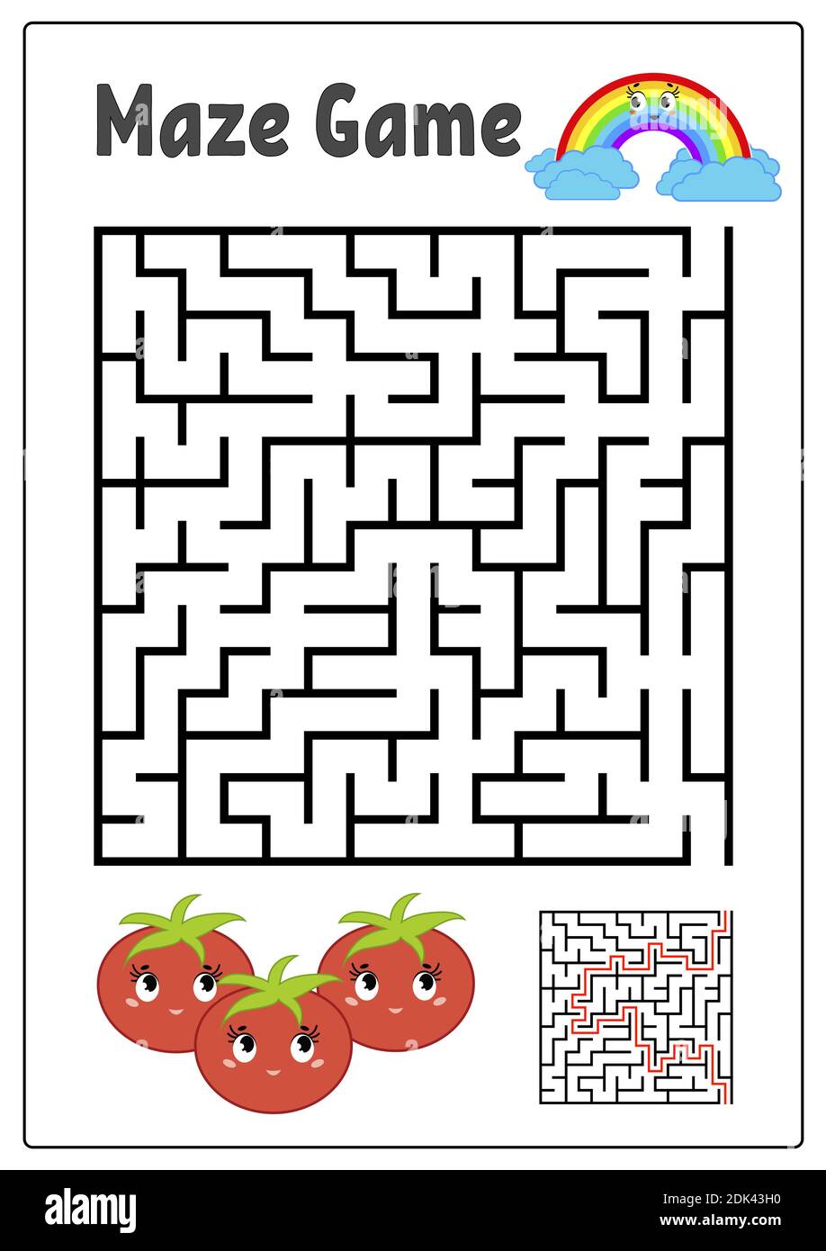 Abstract square maze. Kids worksheets. Activity page. Game puzzle for ...
