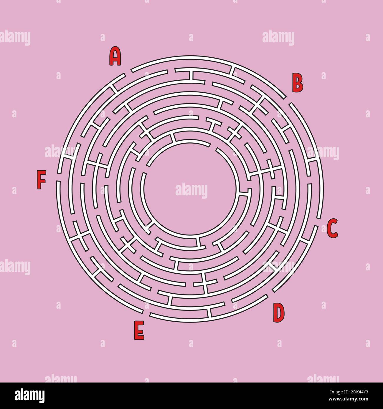 Abstract round maze. Game for kids. Children's puzzle. Many entrances ...