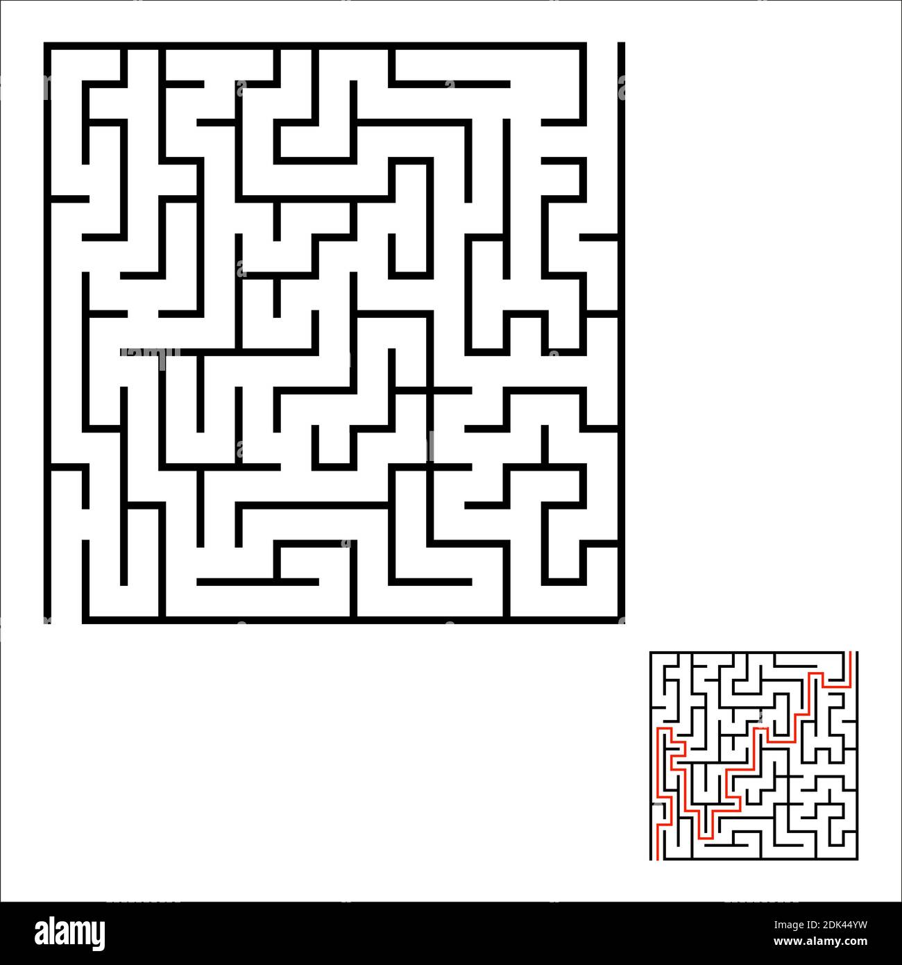 Abstract square maze. Game for kids. Puzzle for children. One entrances ...