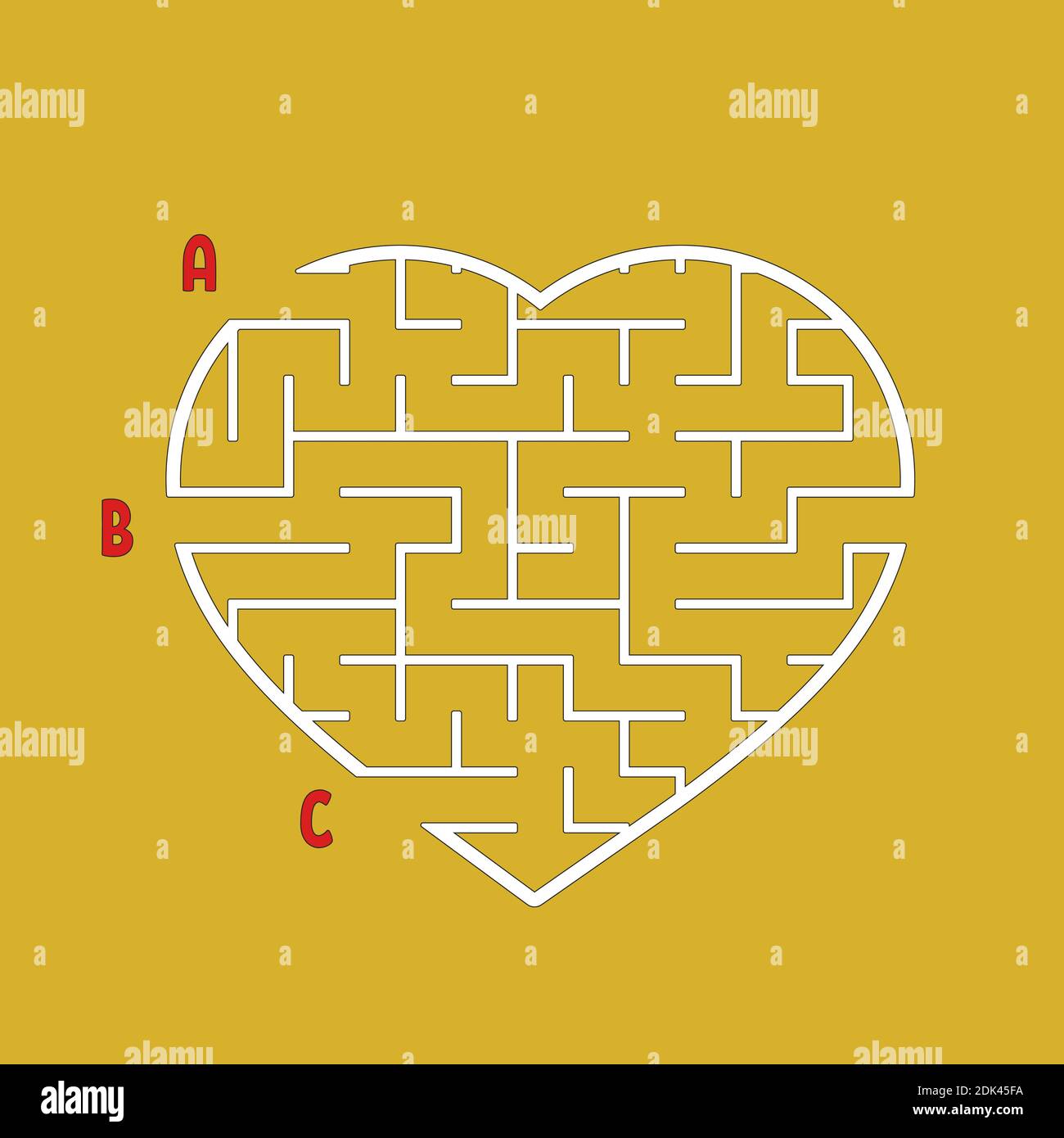 Labyrinth in the shape of a heart. Game for kids. Puzzle for children ...