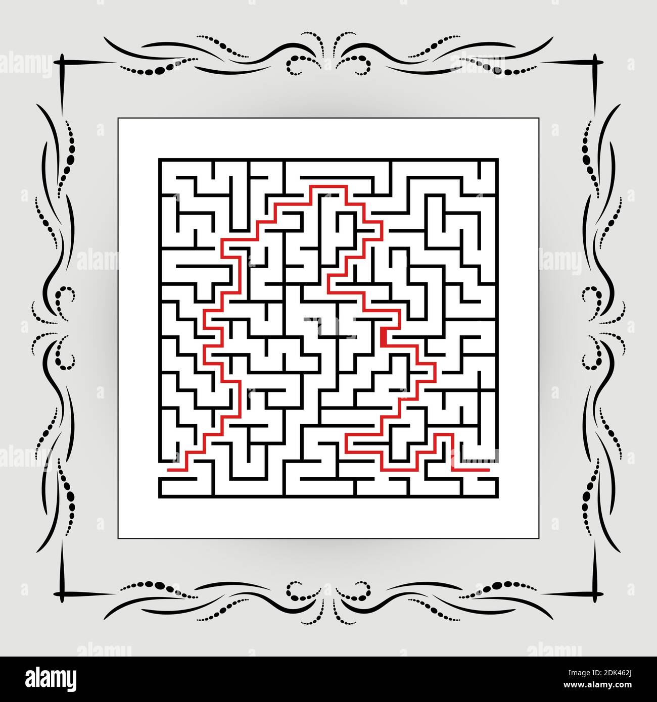 Abstract square maze in vintage frame. Game for kids. Puzzle for ...