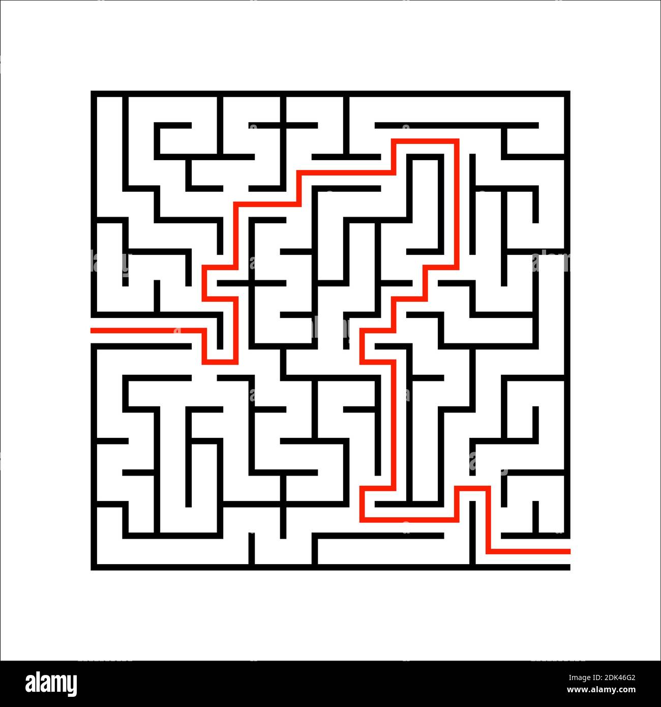 Abstract square maze. Game for kids. Puzzle for children. One entrances ...