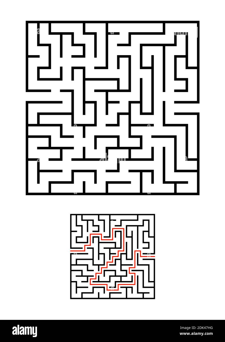 Abstract square maze. Game for kids. Puzzle for children. One entrances ...