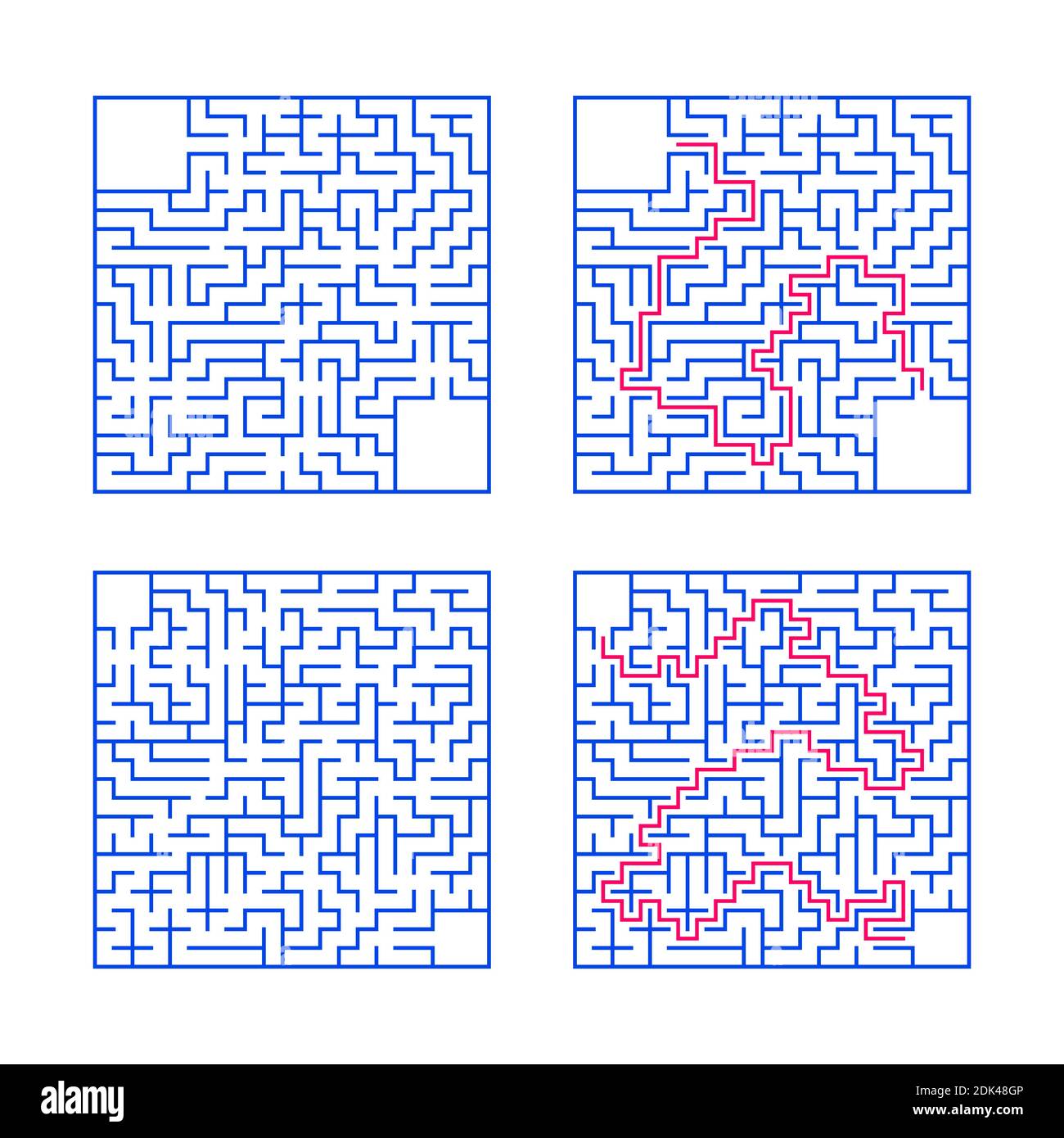 A set of square mazes. Game for kids. Puzzle for children. One ...