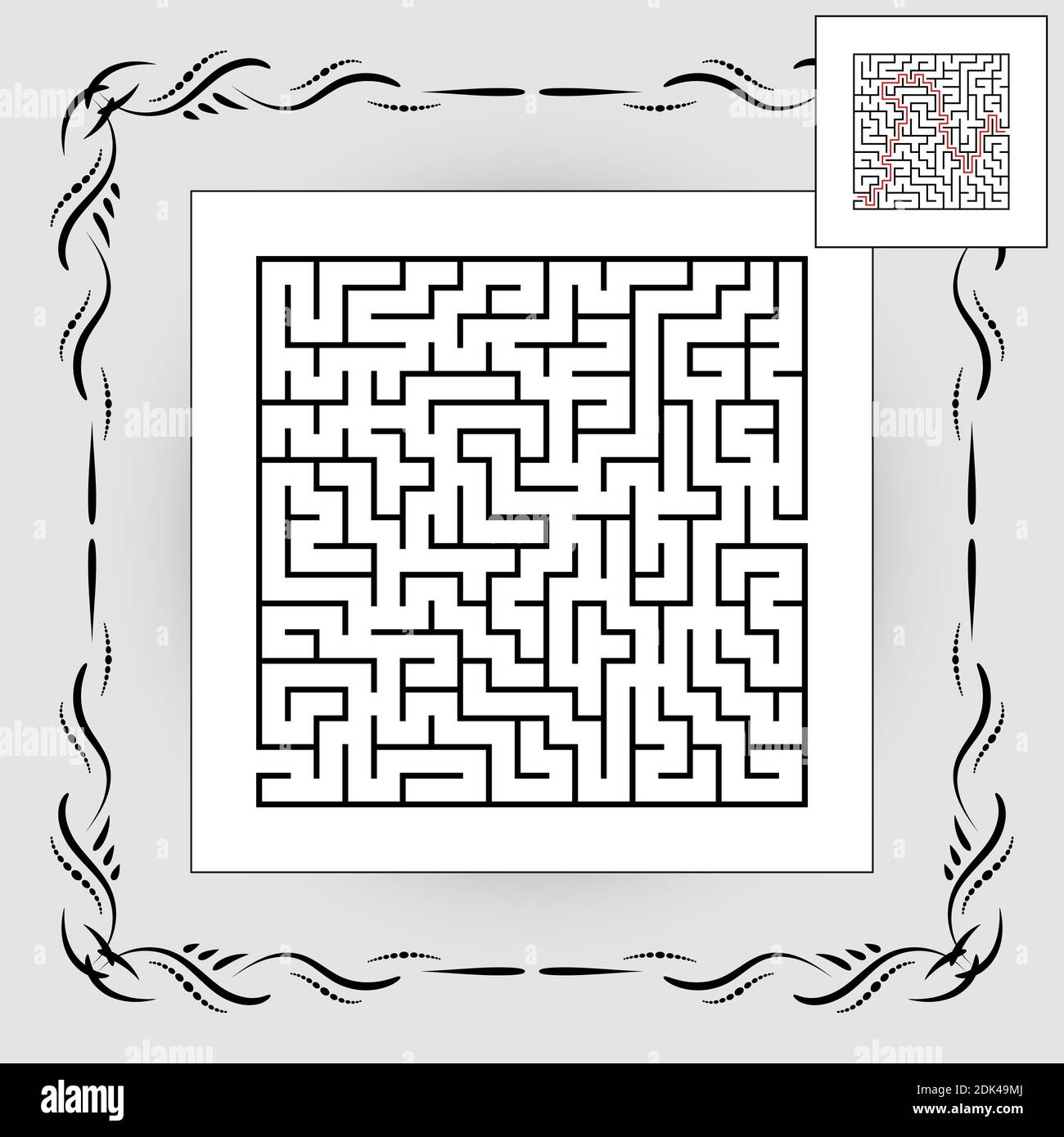 Abstract square maze in vintage frame. Game for kids. Puzzle for ...