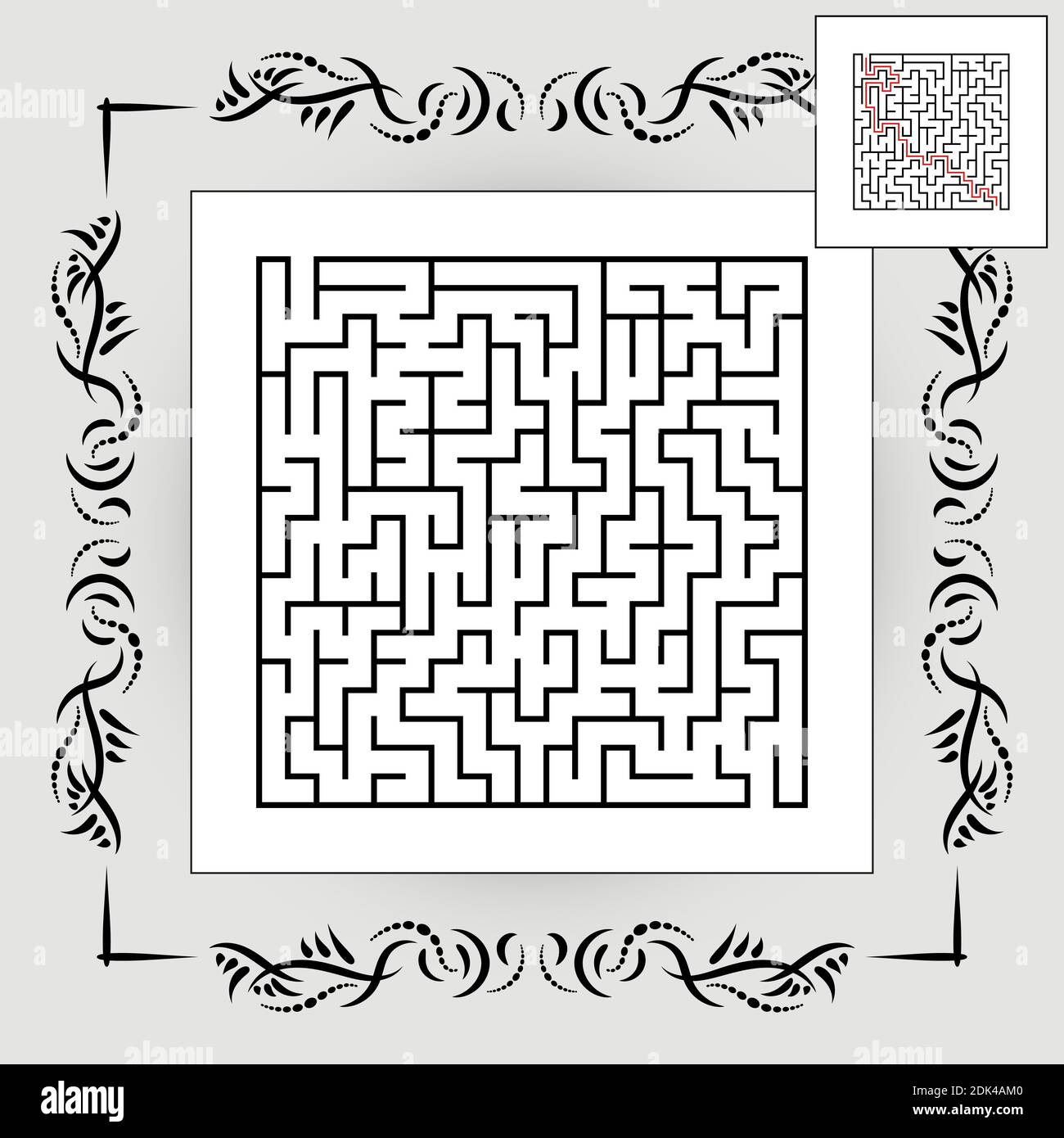 Abstract square maze in vintage frame. Game for kids. Puzzle for ...