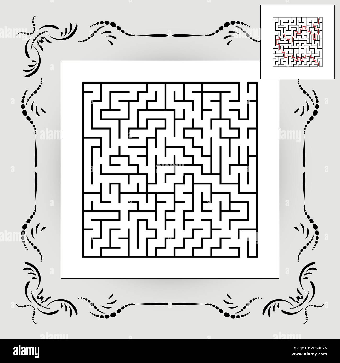 Abstract square maze in vintage frame. Game for kids. Puzzle for ...