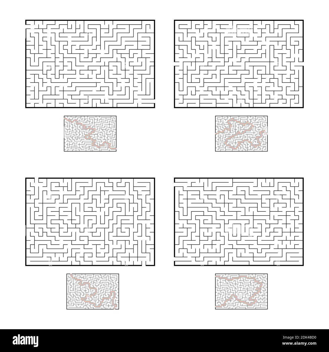 A set of rectangular mazes. Game for kids. Puzzle for children ...