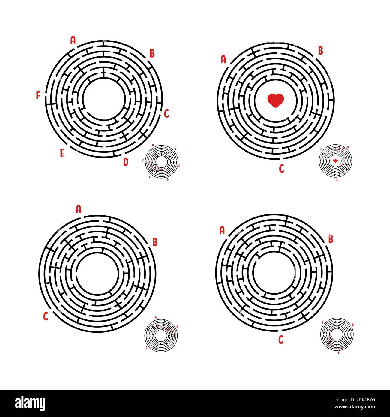 A set of round mazes. Game for kids. Puzzle for children. Labyrinth ...