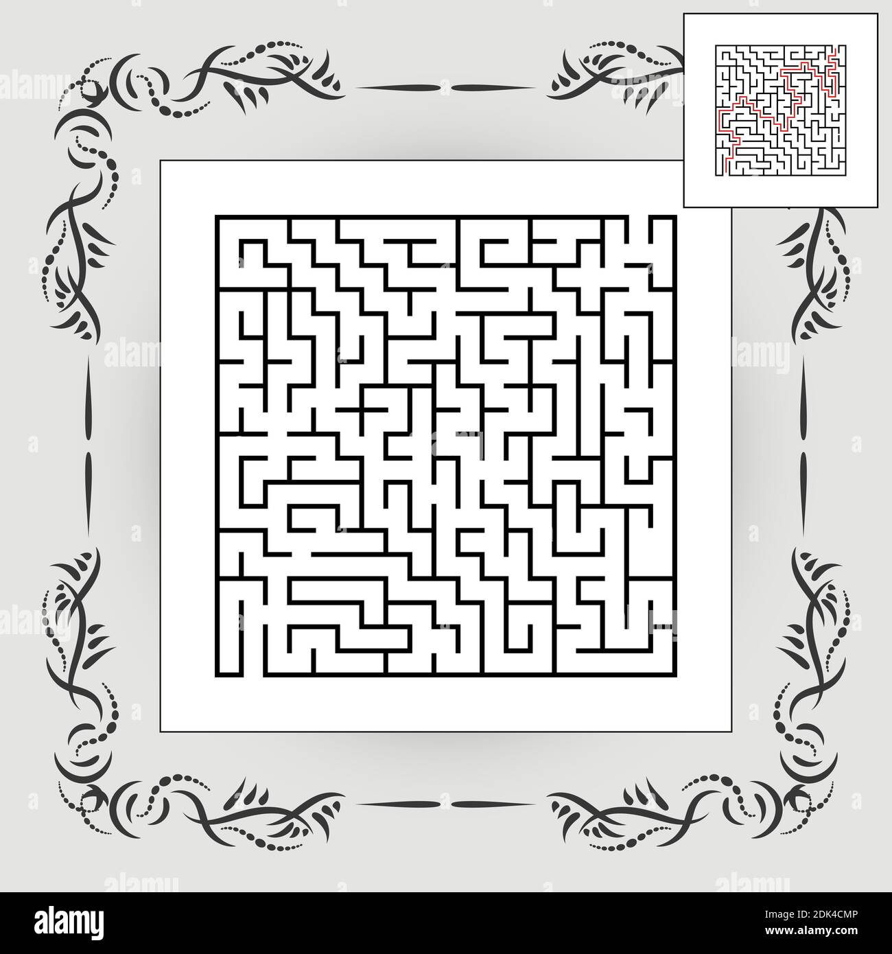 Abstract square maze in vintage frame. Game for kids. Puzzle for ...