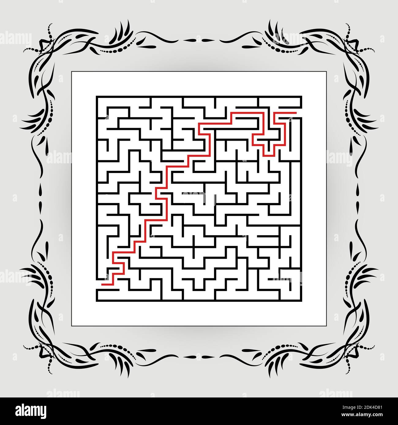 Abstract square maze in vintage frame. Game for kids. Puzzle for ...