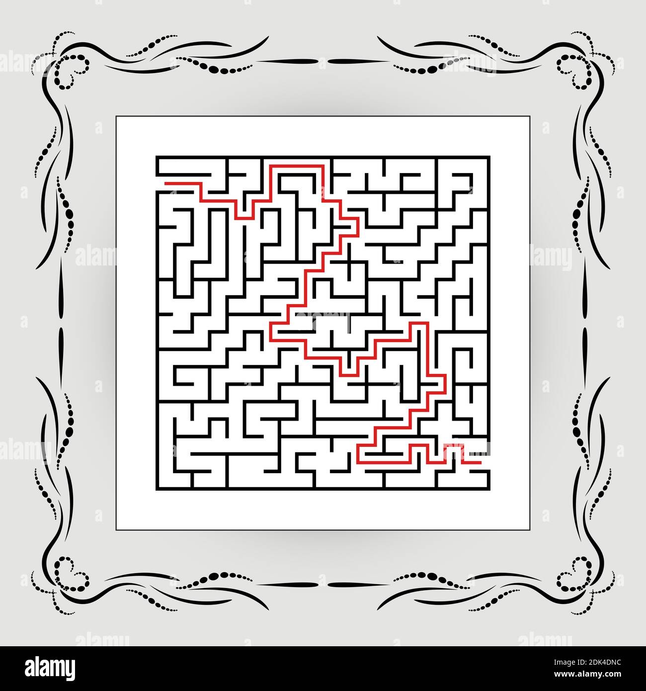 Abstract square maze in vintage frame. Game for kids. Puzzle for ...