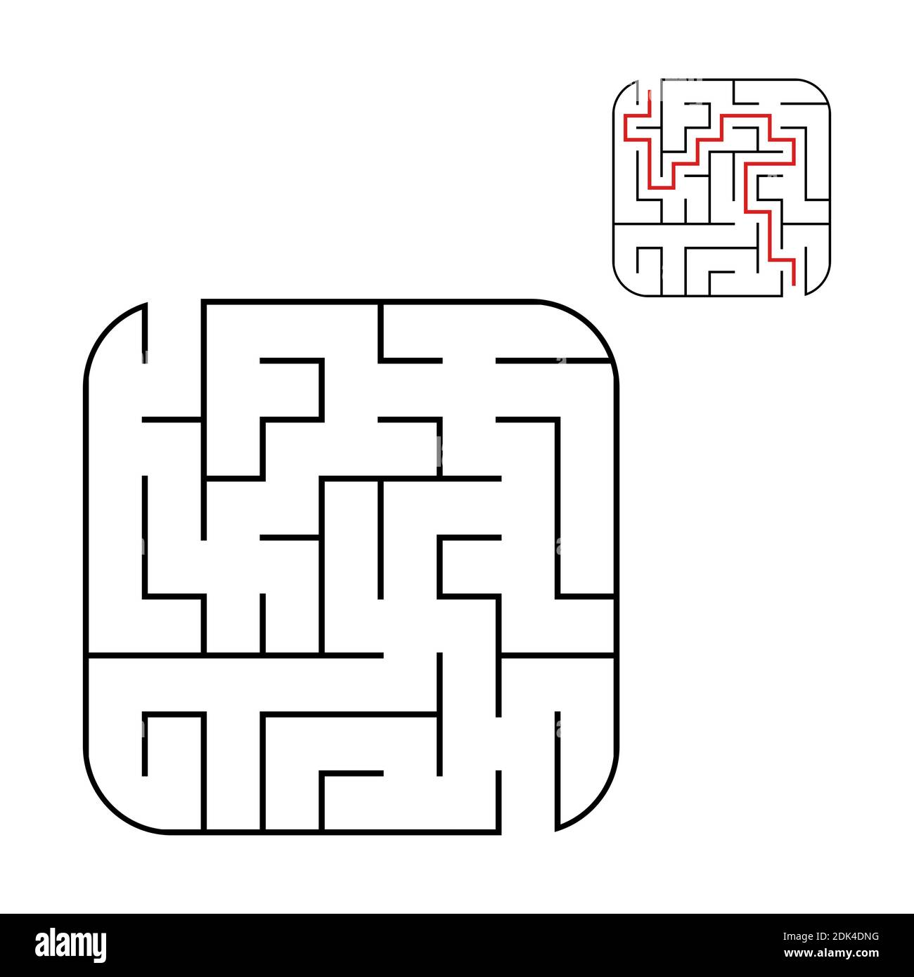 Abstract square maze. Easy level of difficulty. Game for kids. Puzzle ...