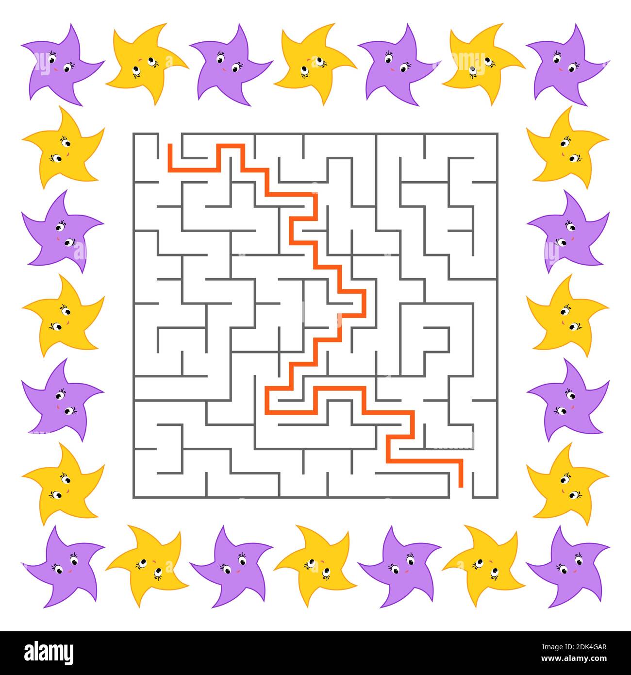 Abstract square maze. Game for kids. Puzzle for children. Cute cartoon ...