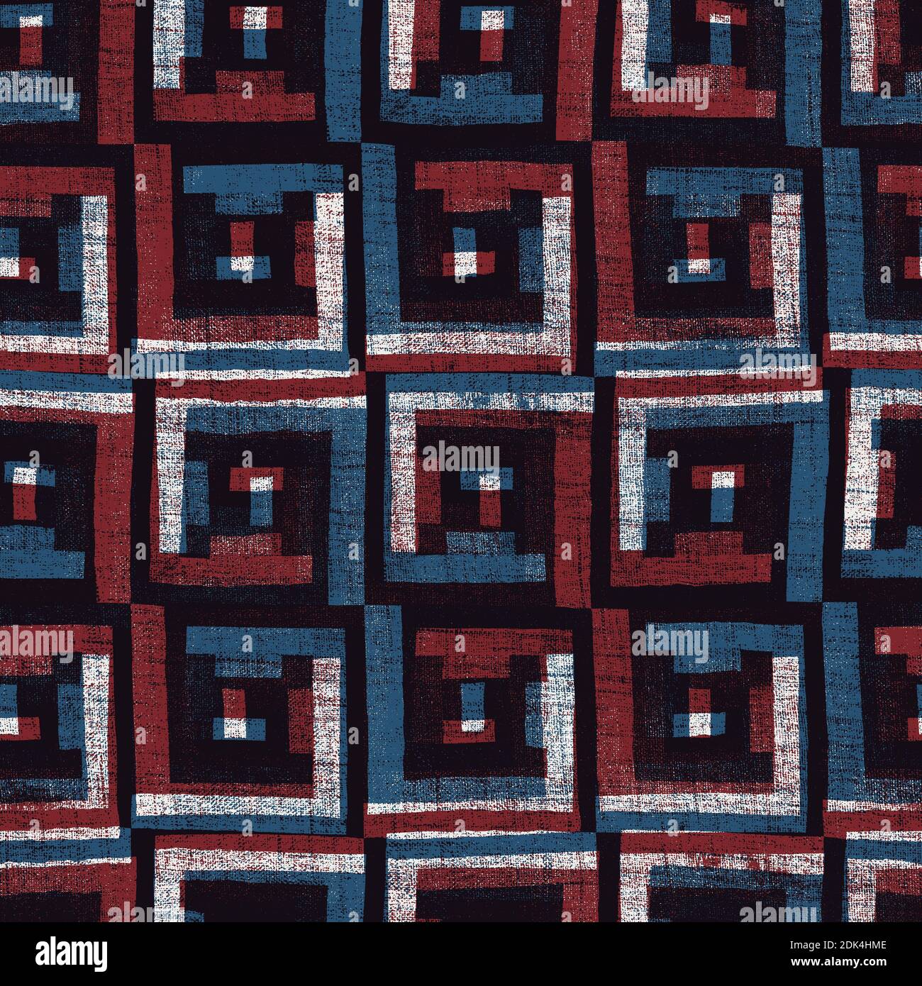 Seamless geo pattern in red blue black white Stock Photo - Alamy