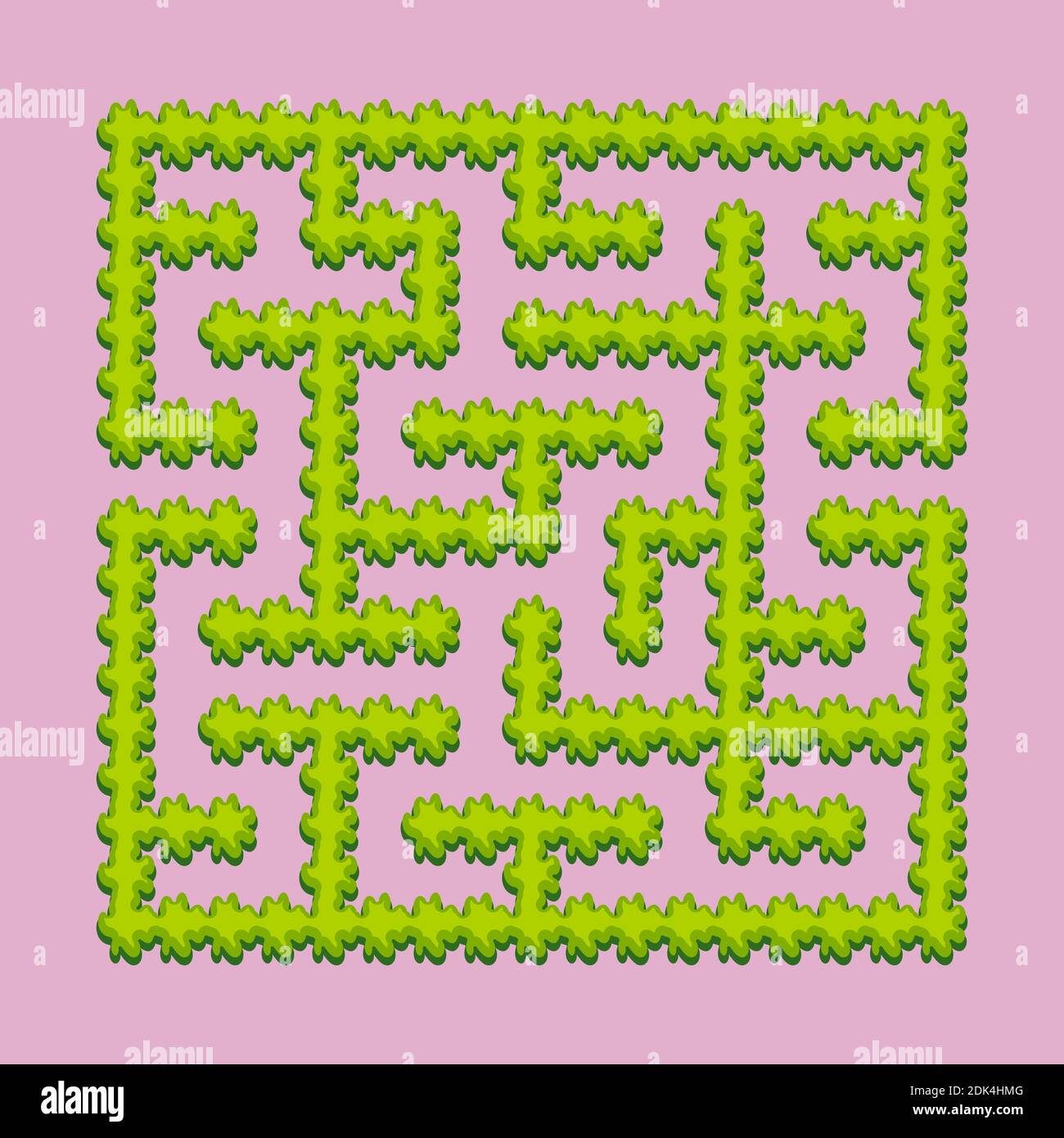 Abstract square labyrinth - green garden, shrubs. Game for kids. Puzzle ...