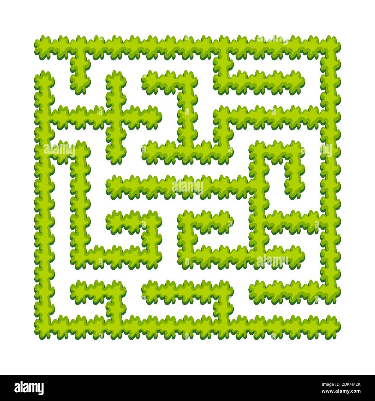 Abstract square labyrinth - green garden, shrubs. Game for kids. Puzzle ...