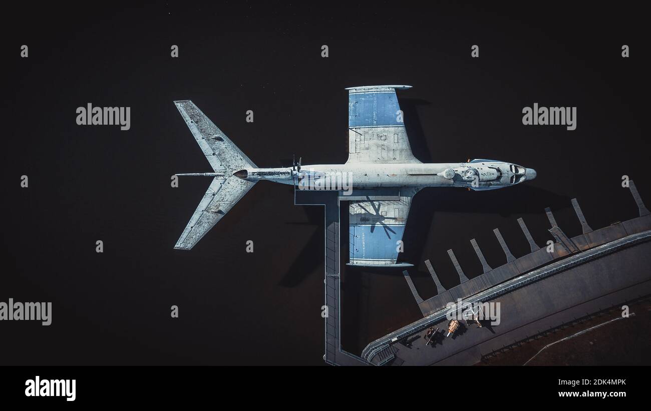 Aerial View Of Airplane In Sea Stock Photo - Alamy