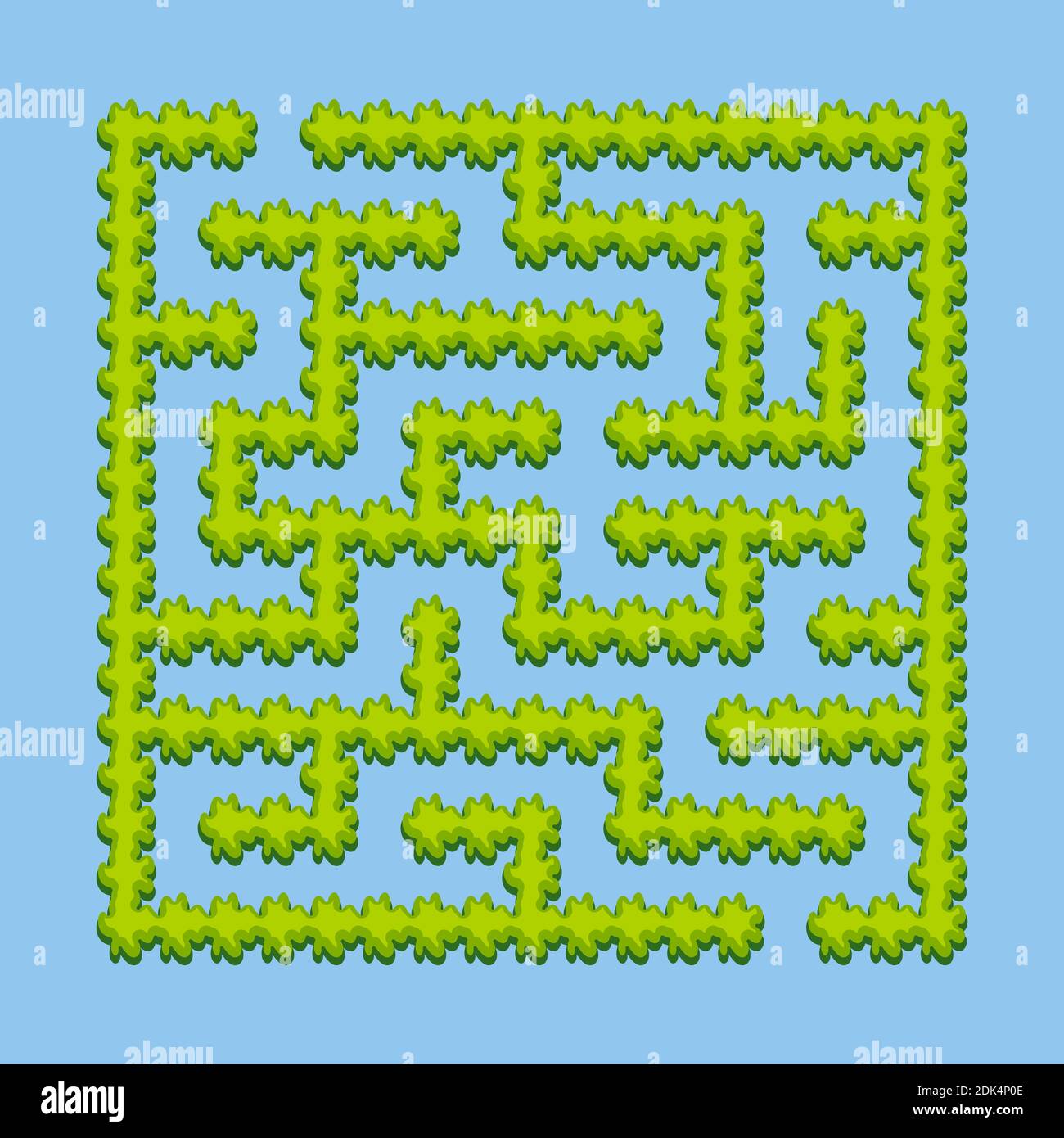 Abstract square labyrinth - green garden, shrubs. Game for kids. Puzzle ...