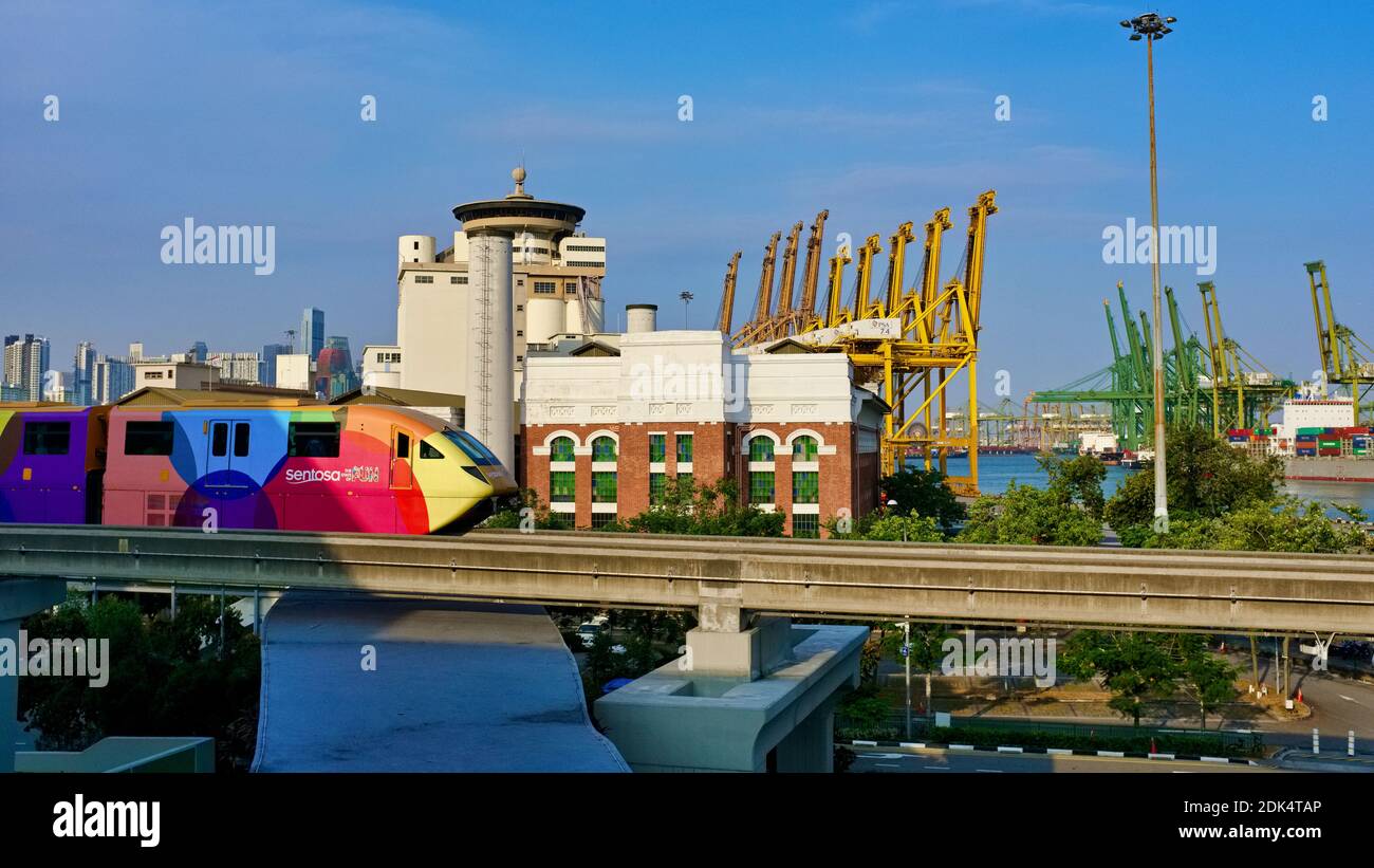 A Sentosa Express train, Singapore, en route from VivoCity mall to ...