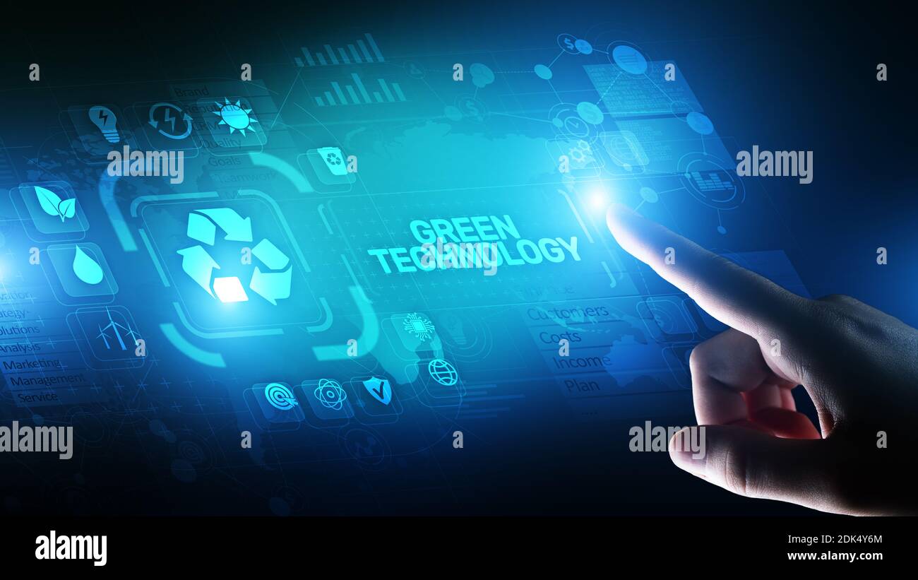 Green Technology Recycling Ecology Earth Saving concept on virtual ...