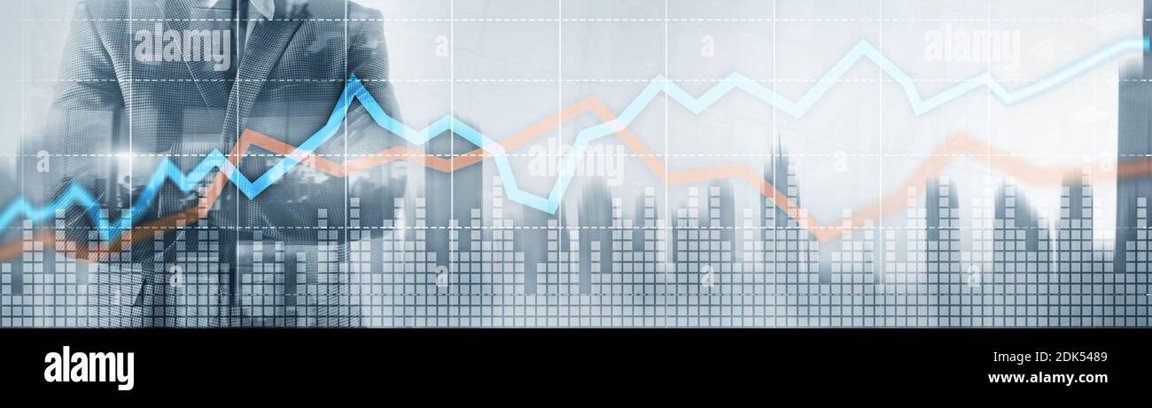 Red and blue growth chart. Concept of stock and exchange Stock Photo ...