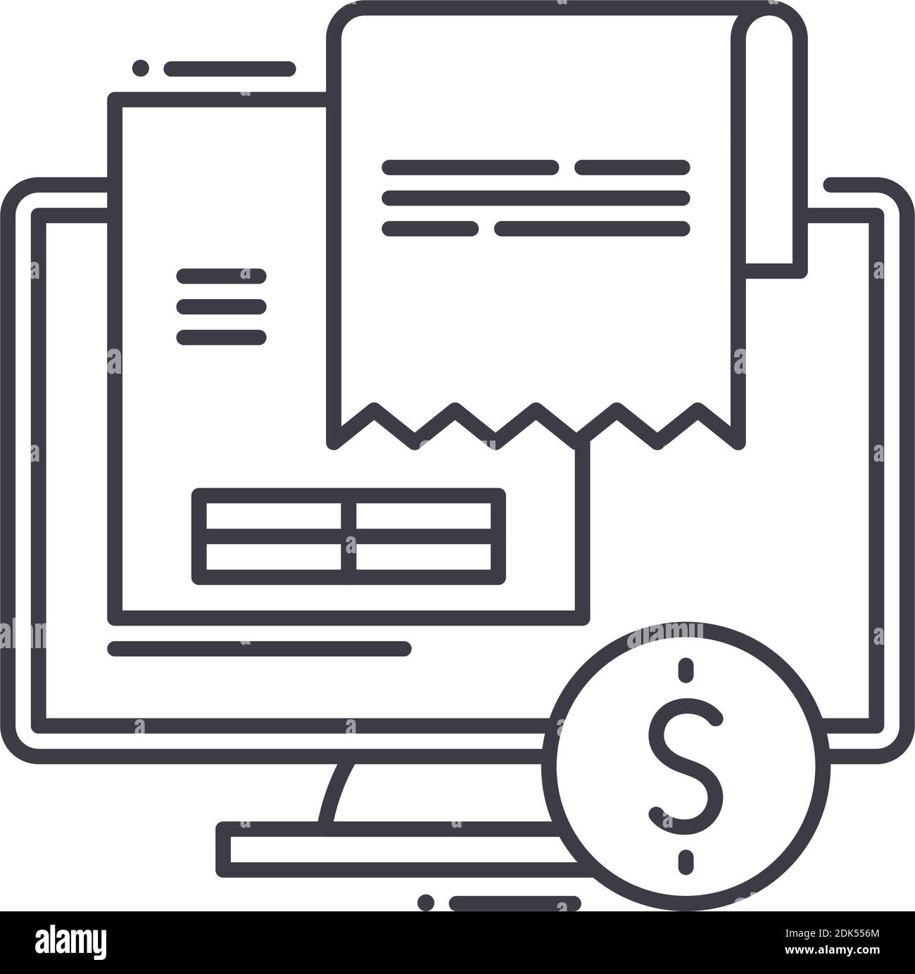 Invoice paper icon, linear isolated illustration, thin line vector, web ...