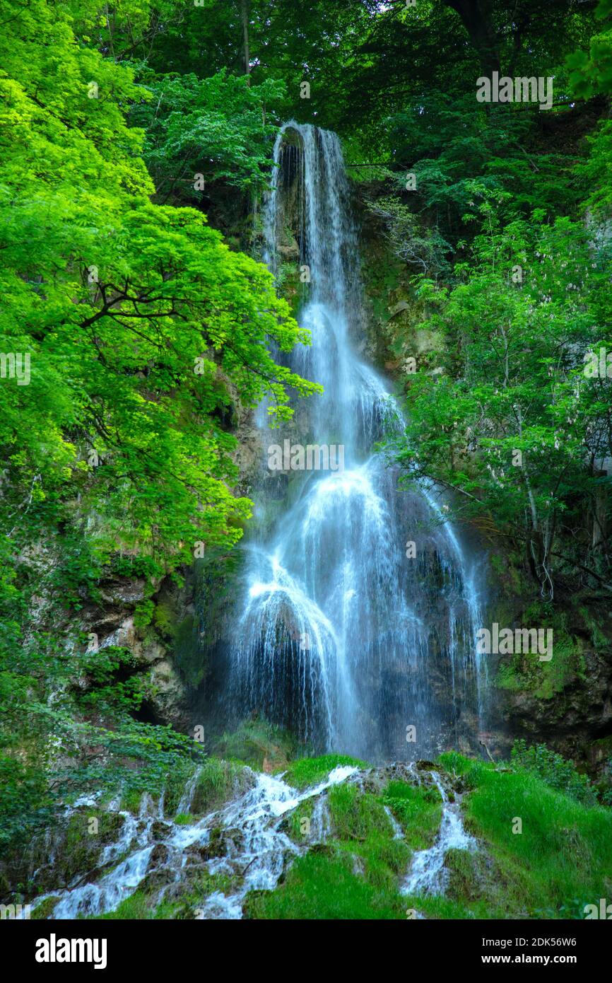Germany, Baden-Wuerttemberg, town of Bad Urach, Urach waterfall Stock ...