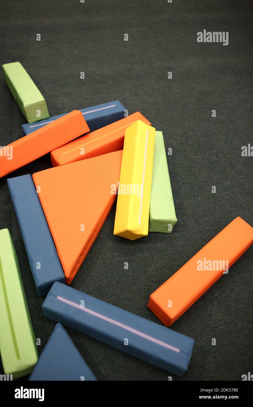 Soft figures on floor at indoor playground Stock Photo - Alamy