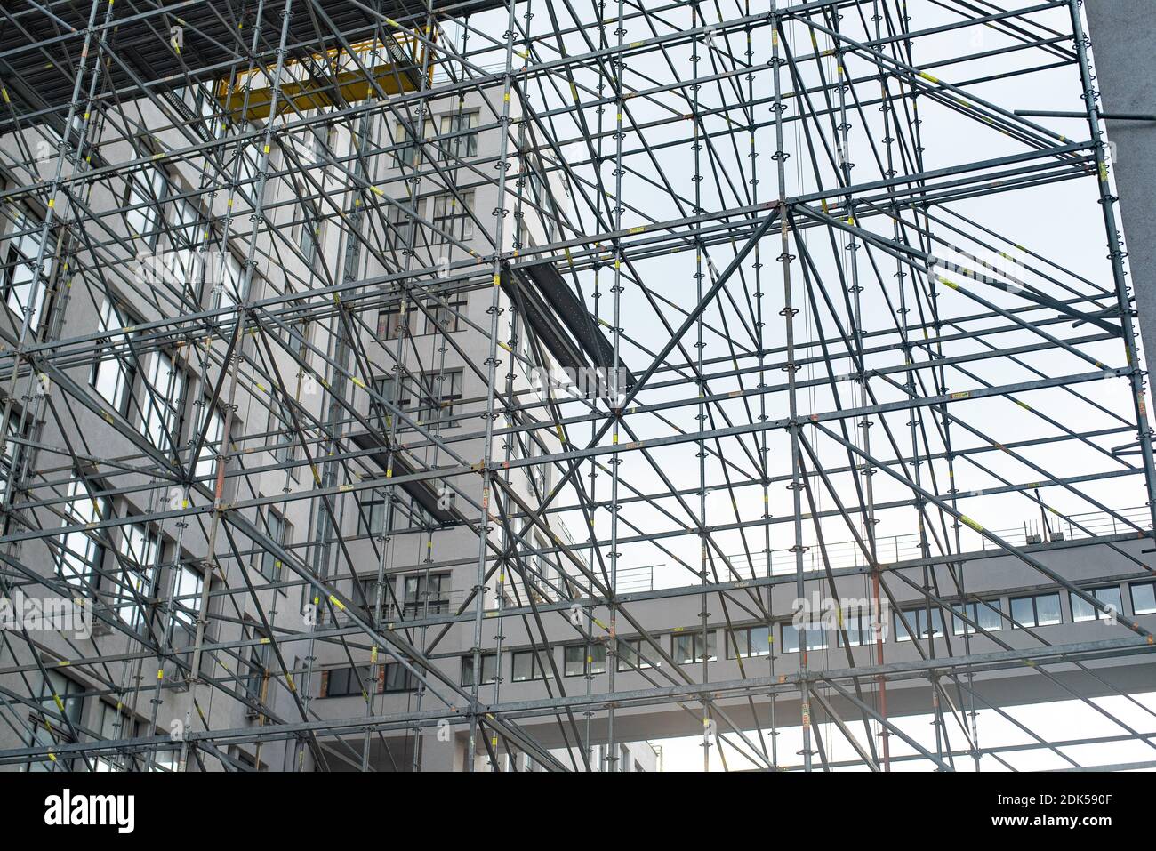 Construction site of the building. Extensive scaffolding providing ...
