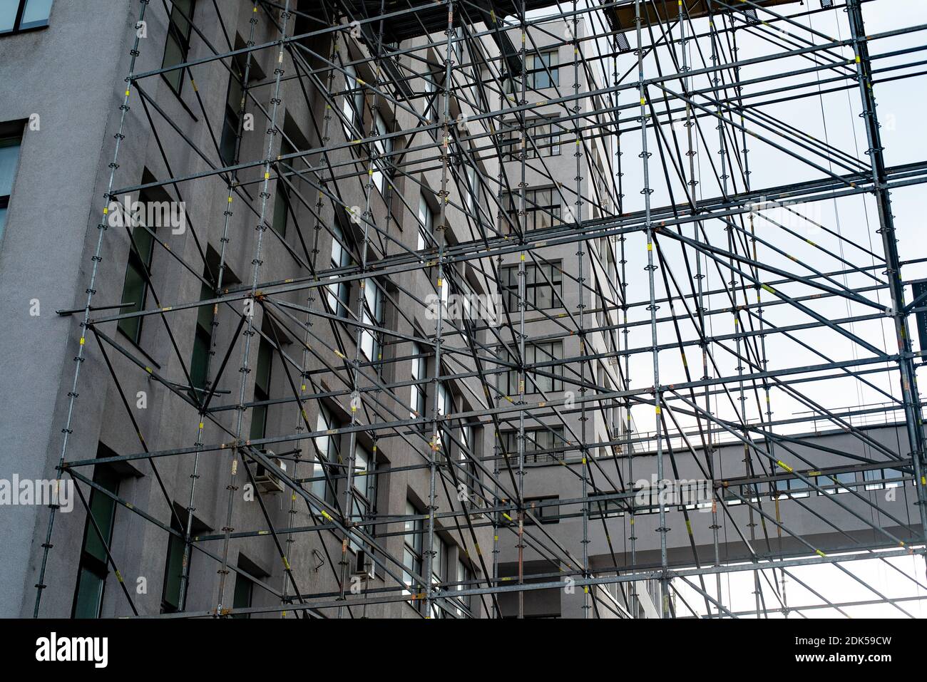 Construction site of the building. Extensive scaffolding providing ...