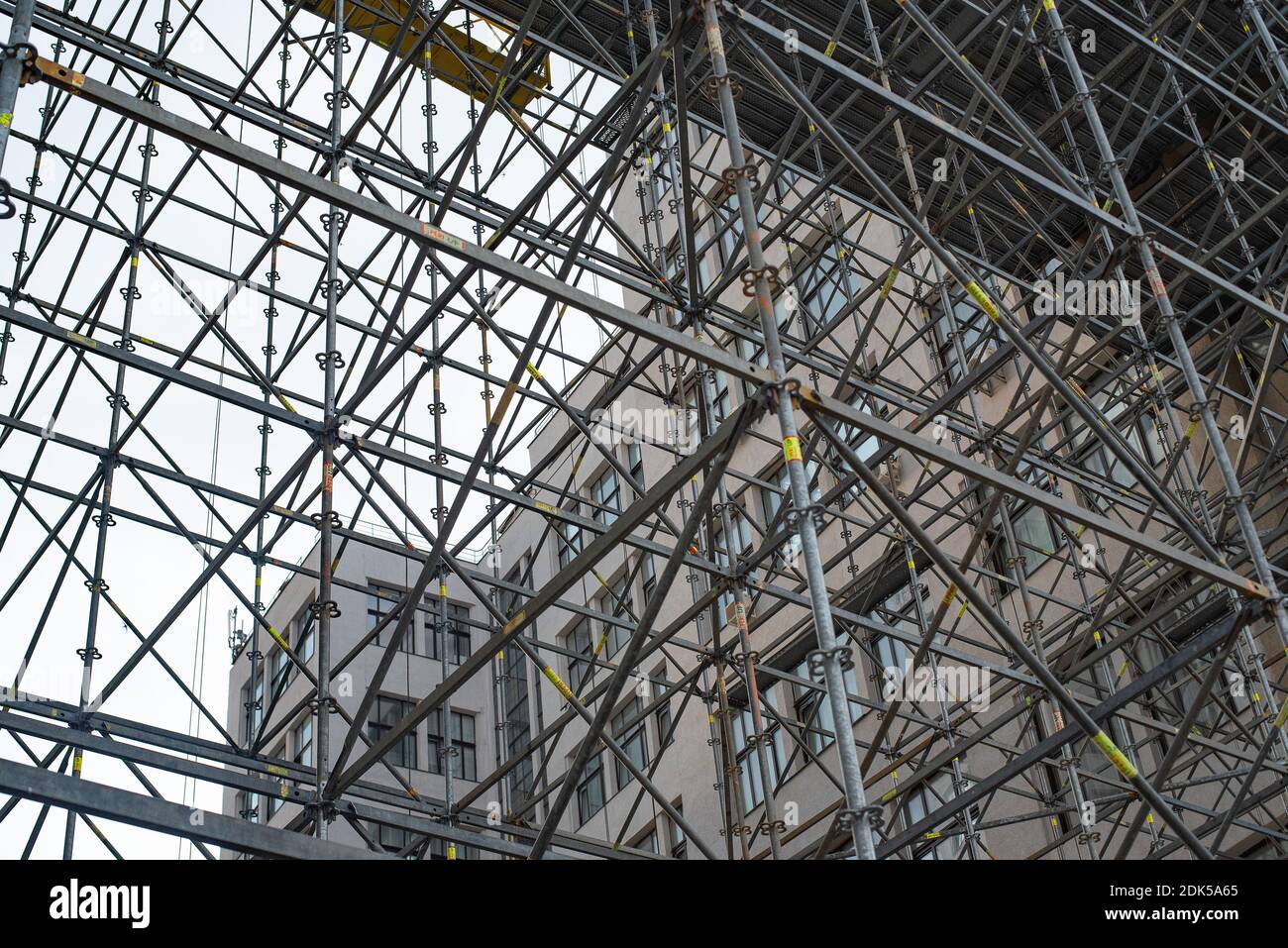 Construction site of the building. Extensive scaffolding providing ...