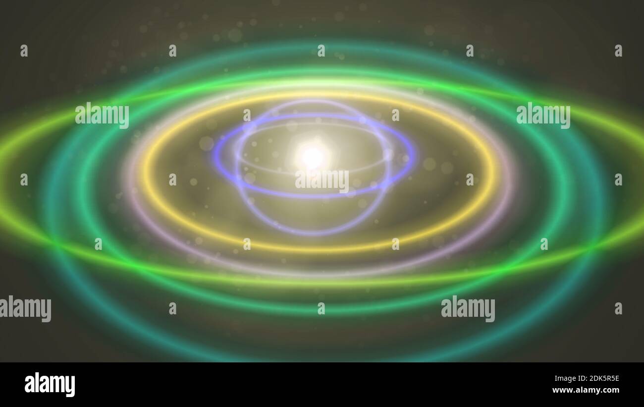 Abstract atom color rings background ray light Stock Photo - Alamy