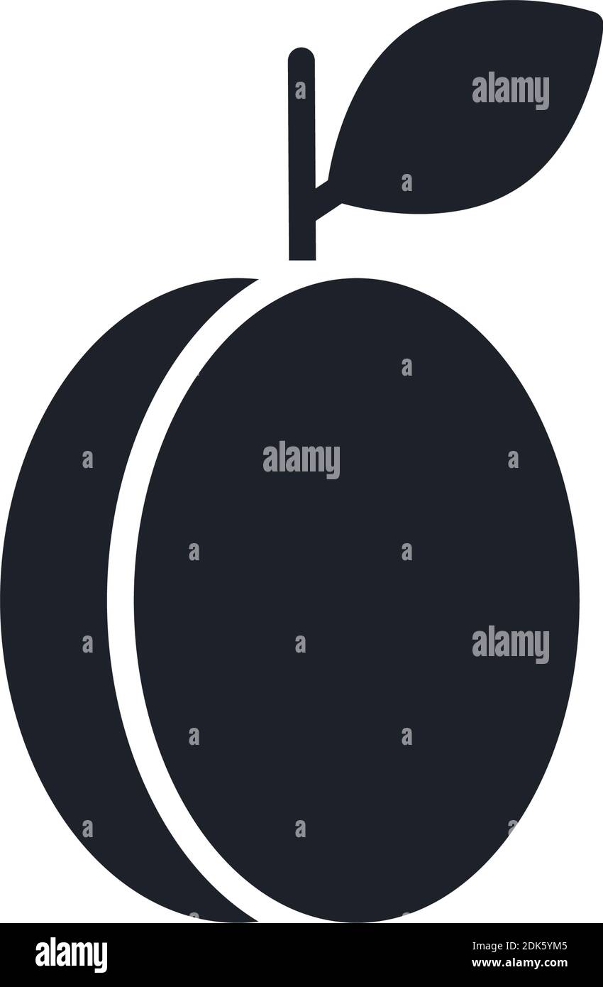 Apricot or plum icon. Black isolated silhouette. Fill solid icon ...