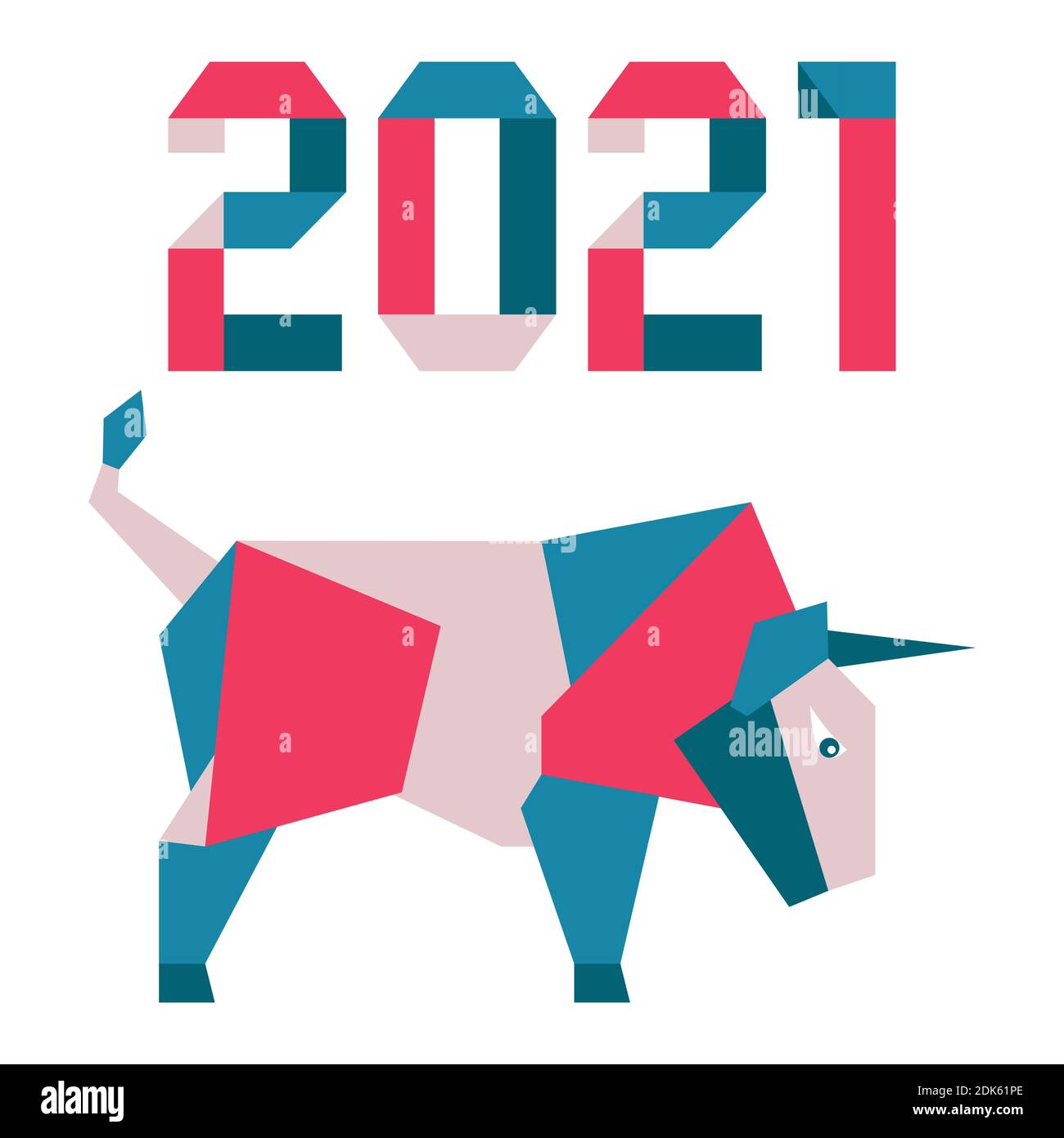 Happy new year Vector illustration with origami 2021 year numbers and ...