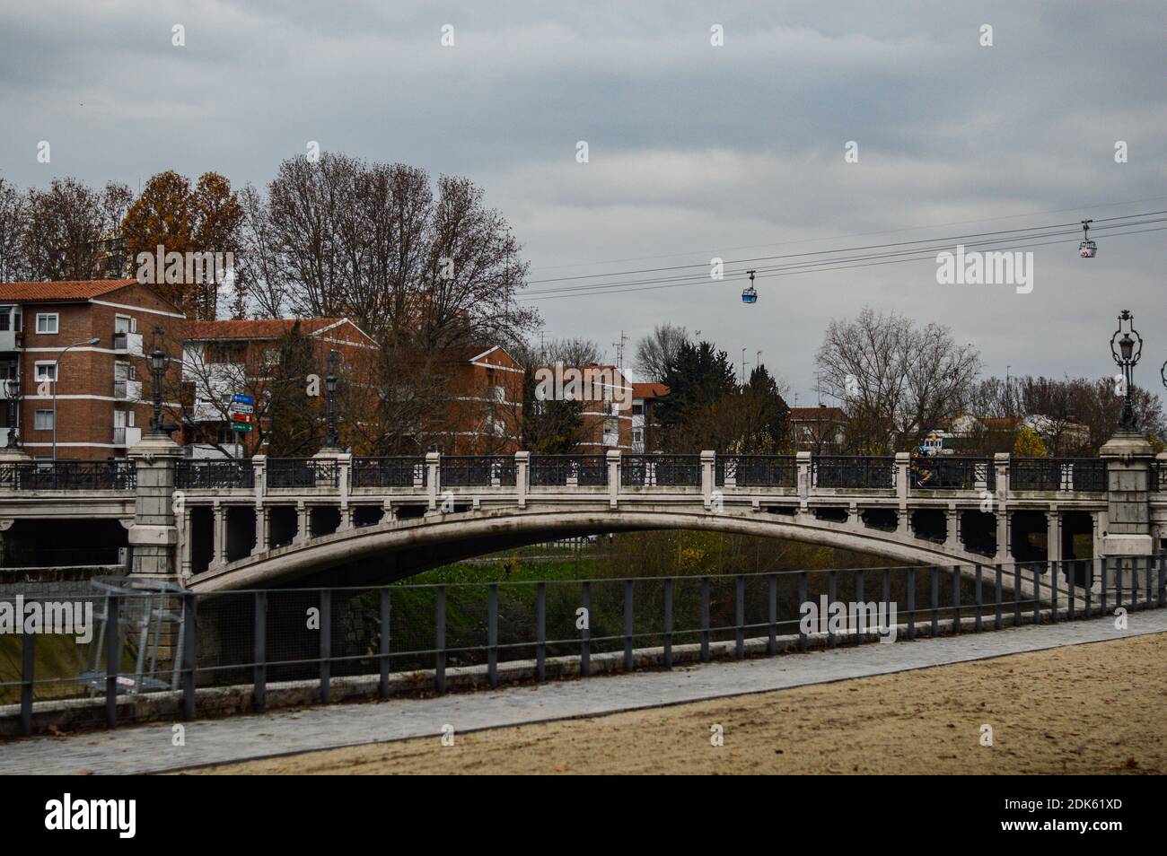 A beautiful shot of the concrete bridge connecting the houses to the ...