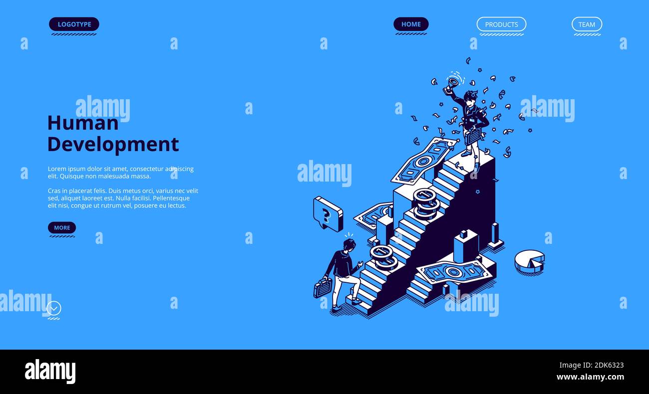 Human development banner. Concept of self build business career ...