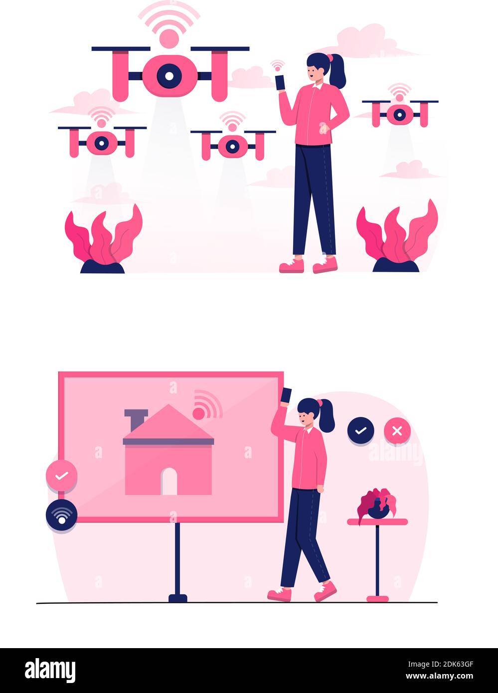IoT Internet of Things Smart Home Technology Flat Illustration Vector ...