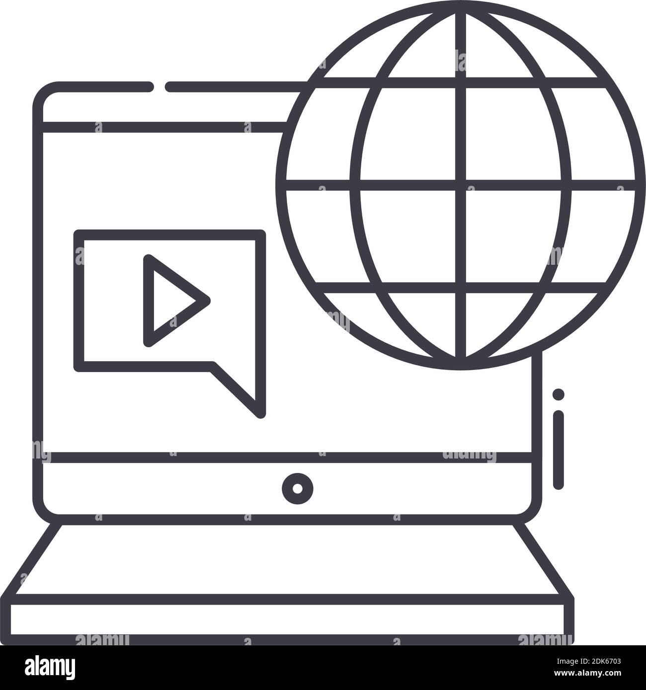 Interactive multimedia icon, linear isolated illustration, thin line ...