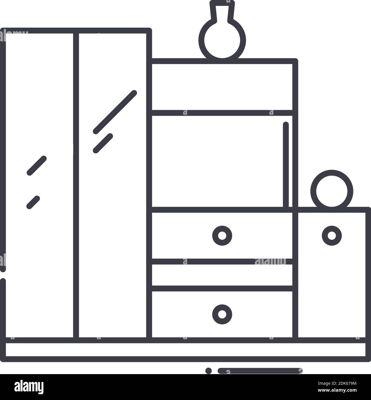 Interior wardrobe icon, linear isolated illustration, thin line vector ...