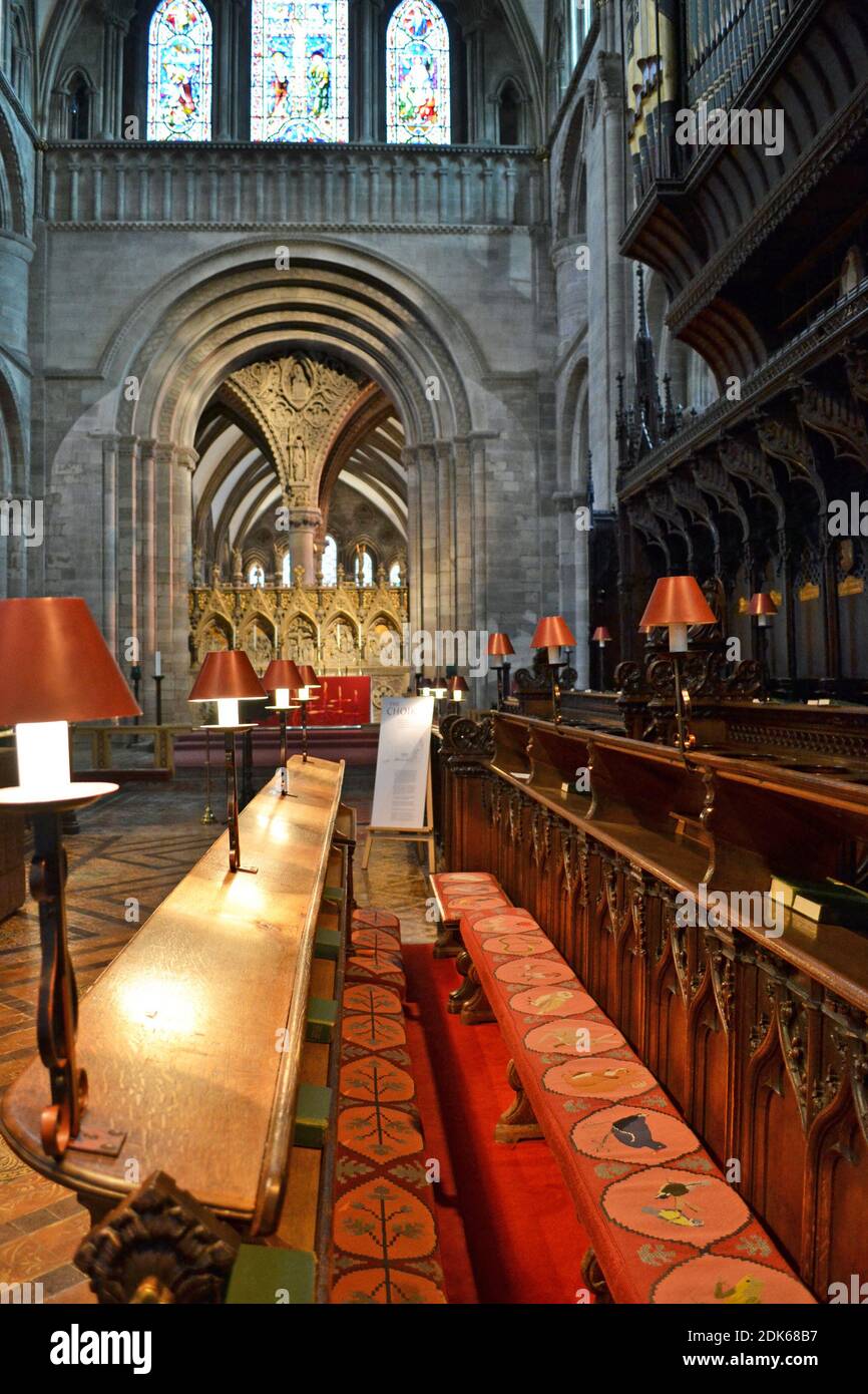 Choir Stalls at Hereford Cathedral, Hereford, Herefordshire, UK Stock ...