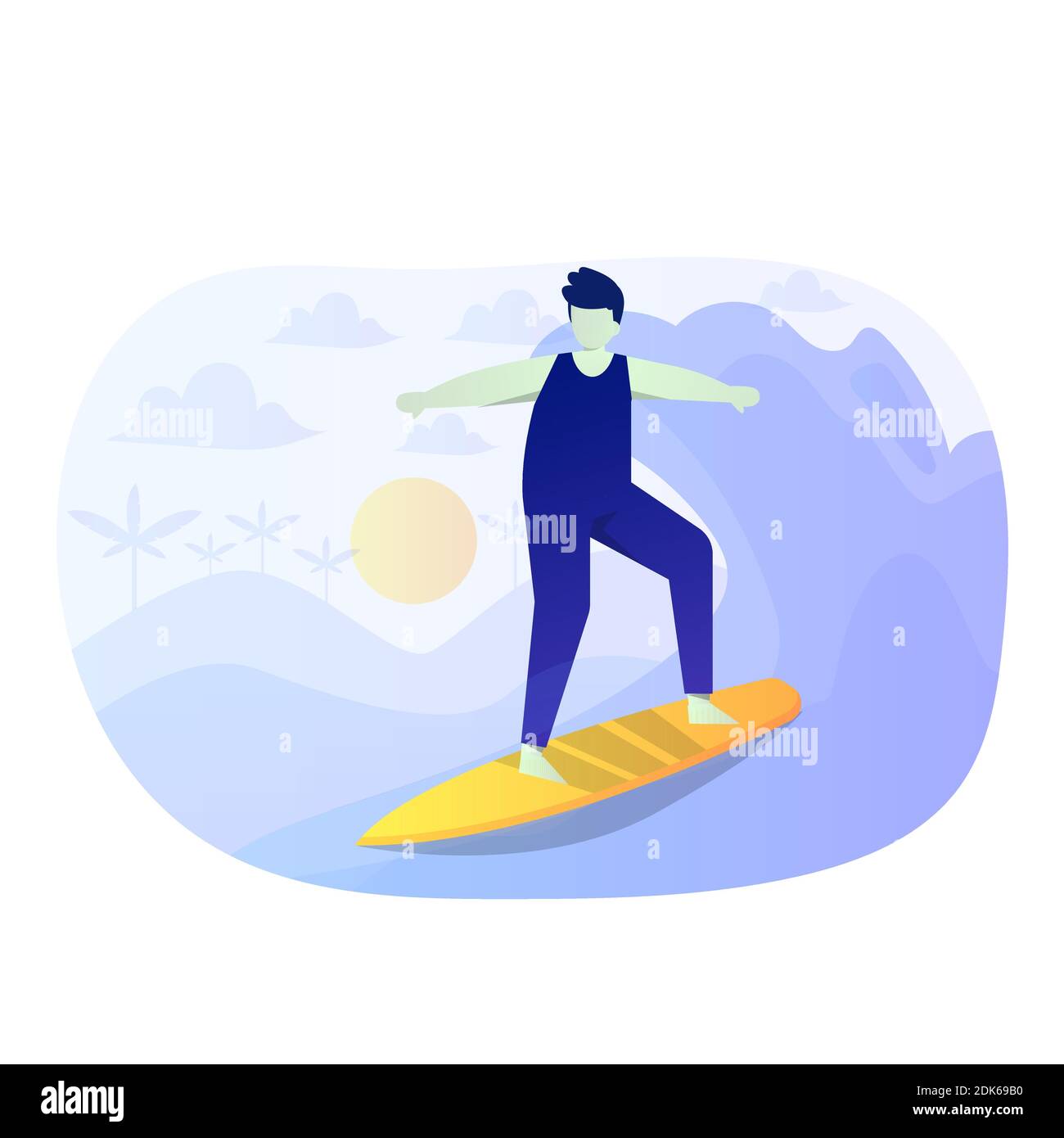 Surfing Flat Illustration Vector Graphic Stock Vector Image & Art - Alamy