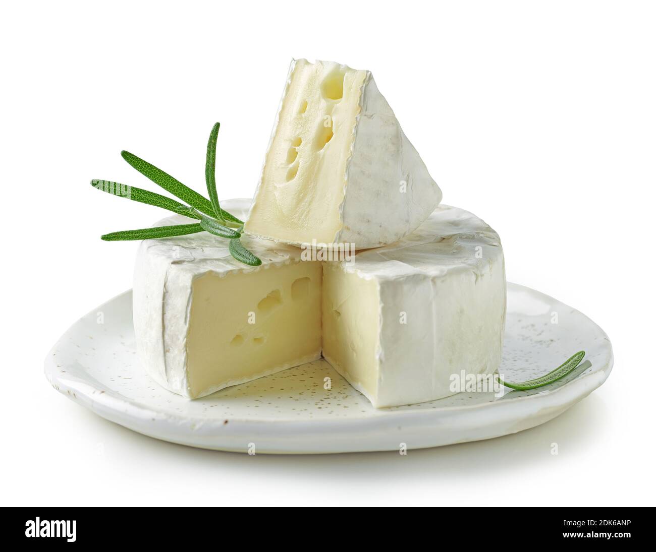 fresh brie cheese on white plate isolated on white background Stock ...