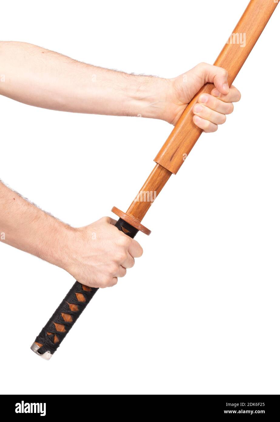 Wooden training sword isolated on a white background Stock Photo - Alamy
