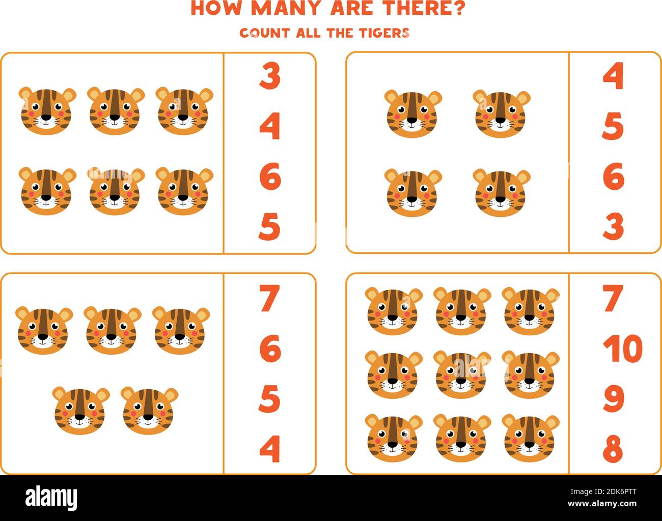 Count all tiger faces and circle the correct answer. Educational math ... Count all tiger faces and circle the correct answer. Educational math ...