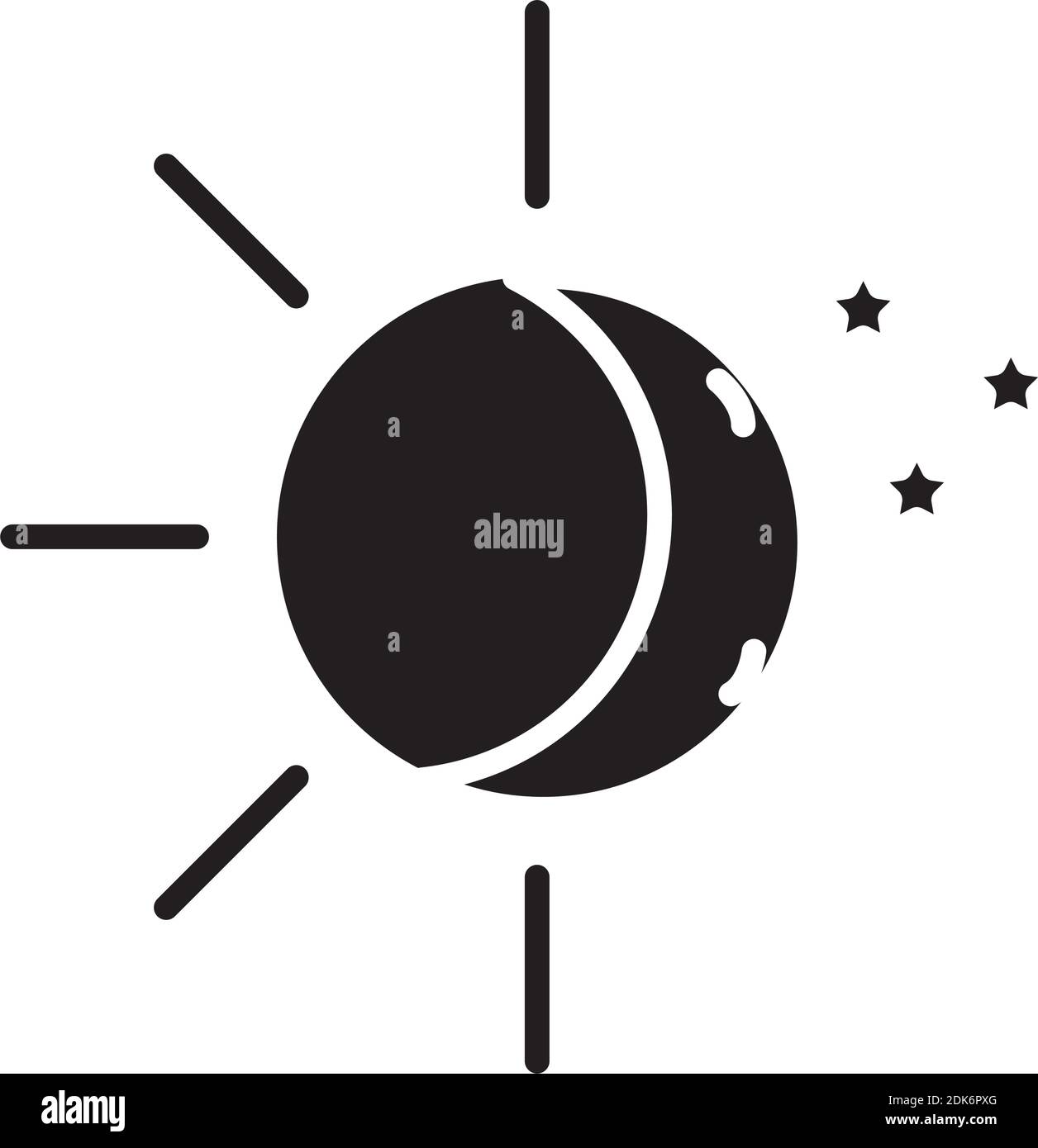 sun and moon with stars insomnia silhouette style icon vector ...