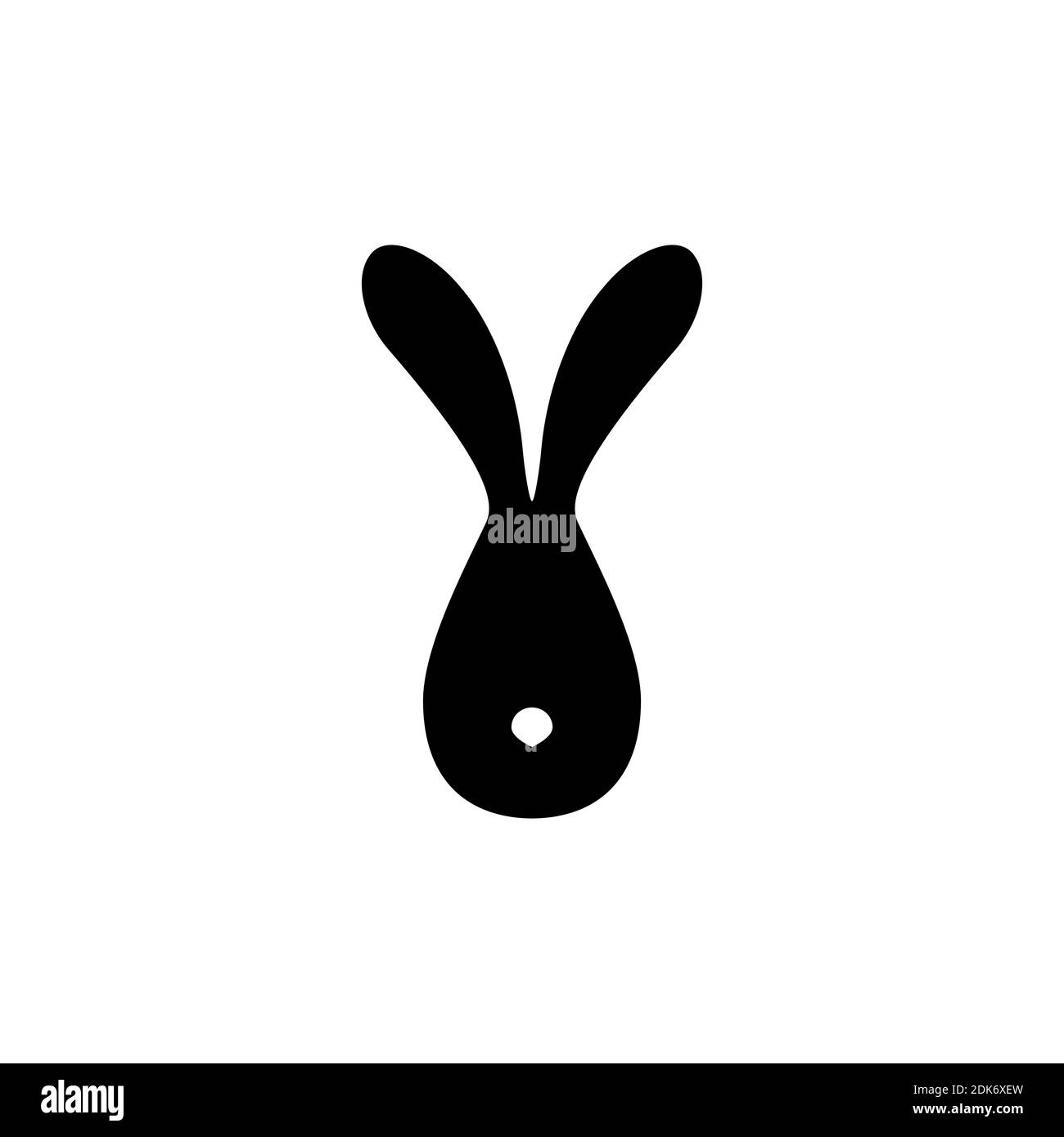 Vector icon with cartoon bunny head. Black rabbit isolated on white ...