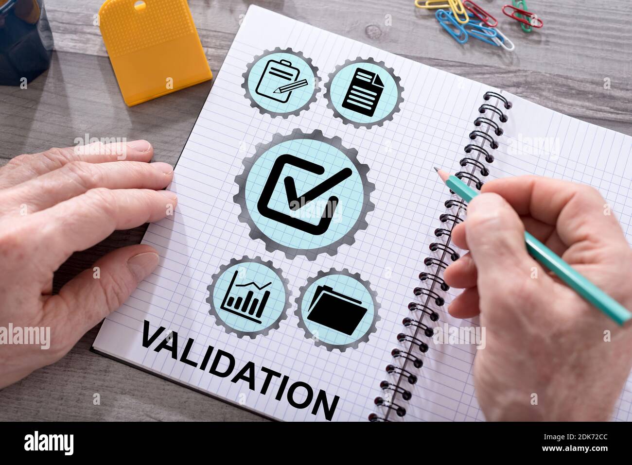 Validation concept drawn on a notepad placed on a desk Stock Photo - Alamy